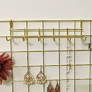 GRIDYMEN Multi-Function Wall Storage and Display Hooks, Decorative Hooks for Wire Wall Grid Panel, 2 in1,Gold