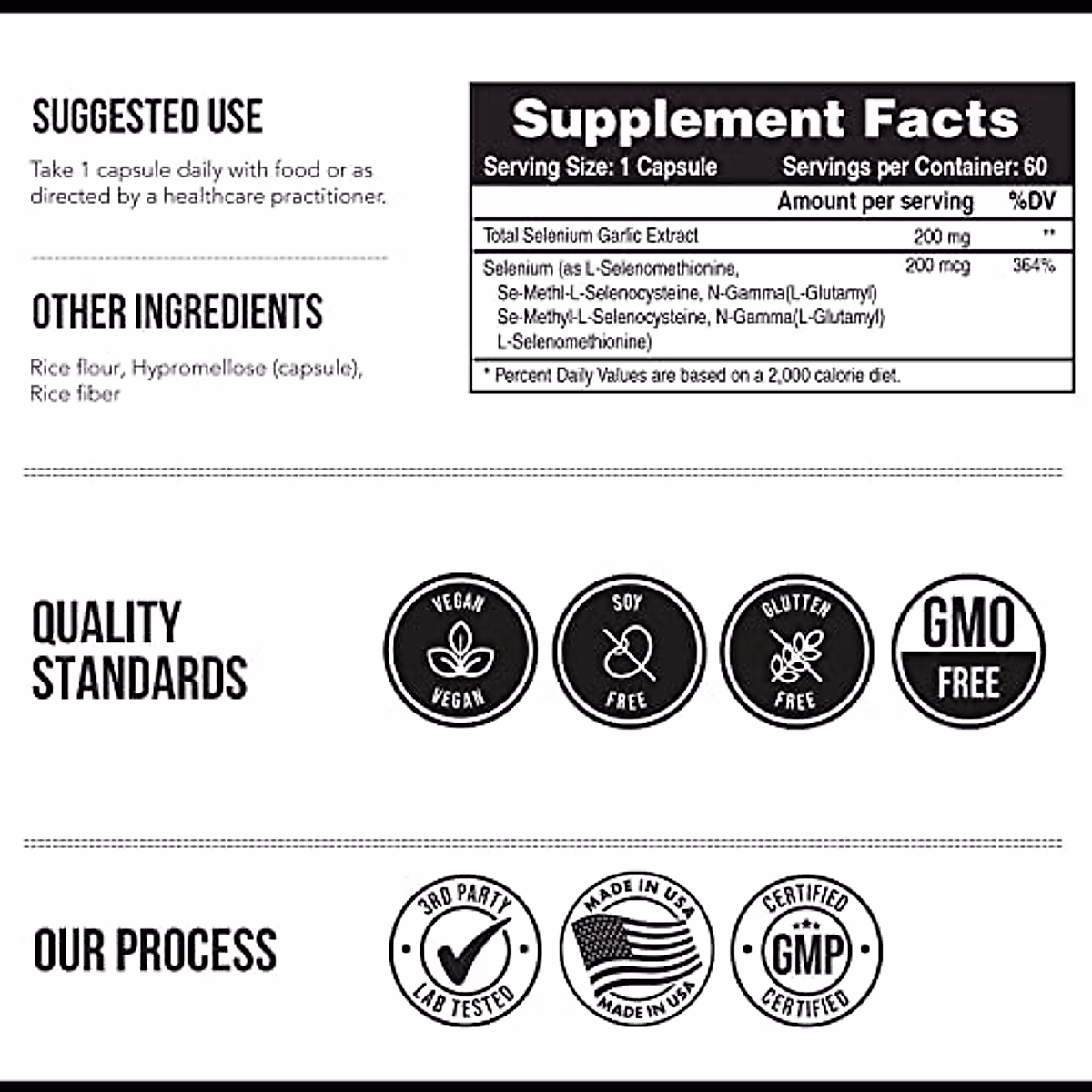 Total Selenium - 200 mcg, Plant-Based Selenium - Full Spectrum, Contains 4 Essential Organic Forms of Selenium Including Selenomethionine - Derived from Garlic - 60 Capsules