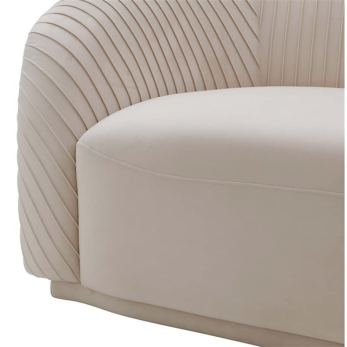 TOV Furniture Yara 31.3" H Transitional Velvet Upholstered Sofa in Pleated Beige