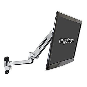 Ergotron – LX Sit-Stand Single Monitor Arm, VESA Wall Mount – for Monitors Up to 42 Inches, 7 to 25 lbs – Polished Aluminum