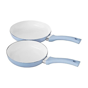 12pc Ceramic Cookware Set, Cookware Pots and Pans Set, PFAS-Free, Dishwasher Safe, Blue Linen