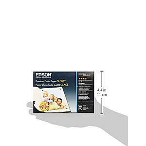 Epson S041727 Premium Photo Paper, 68 lbs., High-Gloss, 4 x 6 (Pack of 100 Sheets),White