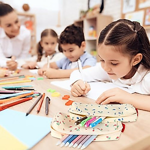 GEEHUA 2 Pcs Women Cute Floral Pencil Bag, Flower Zipper Pencil Case Simple Pen Bag Stationery Organizer Cosmetic Makeup Storage Bag Coin Pouch Holder Travel Office Accessories