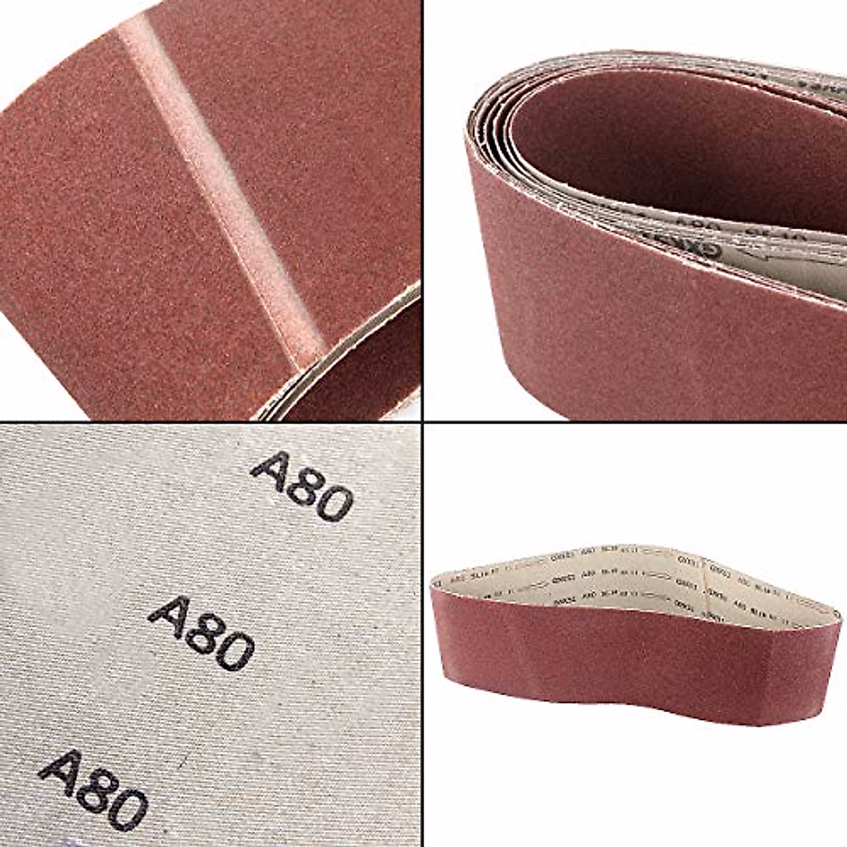 6 x 48 inch Sanding Belts 80 Grits 5 Pack Belt Sander Paper Belt Sander Belts Aluminum Oxide Sanding Belt for Belt Sander Knife Sharpening Woodworking Metal Glass Polishing