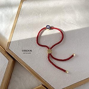 Obidos Evil Eye Bracelet Red String Kabbalah Protection Handmade Adjustable Bracelet For Women Men (Red)