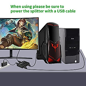 DisplayPort Splitter 8K DisplayPort Switch, BolAAzuL Bi-Directional Display Port Switcher Box 2 in 1 Out/DP 1.4 Splitter 1 in 2 Out for Dual Monitors - 8K@60Hz 4K@120Hz 2K@144Hz - for PC Computer