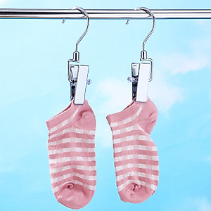 Zerodeko 10 Pack Metal Laundry Hangers with Swivel Hooks, Hold Boots Clips Pin Stainless Steel Portable for Hanging Clothes Towels in Home, Travel