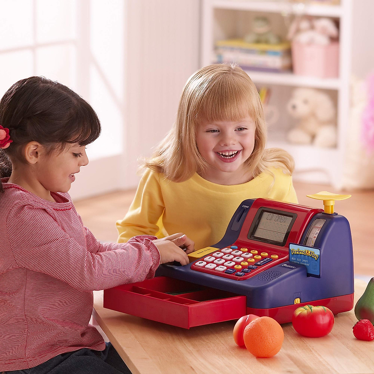 Learning Resources Pretend & Play Teaching Cash Register, 73 Piece Set, Ages 3+, Talking Register, Counting Activities, Money Management