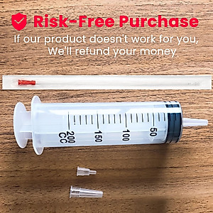 200ml Large Plastic Syringe with Tubing Tip Cap for Liquid Jello Shots Oral Lip Gloss Crafts Epoxy Feeder Pet Watering Party Enema Irrigator Measure Refill Oil Glue Applicator Dispenser without Needle