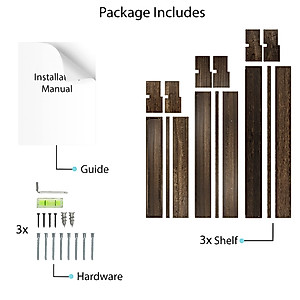 brightmaison Polynez 36"-30"-24" Kids Bookshelf for Wall, Floating Shelves for Wall Decor, Nursery Books Shelves Wall, Bathroom Wall Shelves, Kitchen Shelves, Brown, Set of 3