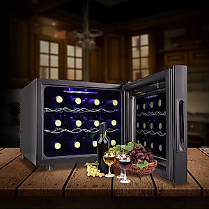 Wine Cooler Refrigerator 12 Bottle Freestanding Wine Cellar for White, Red, Champagne or Sparkling Wine,Compressor Wine Chiller Digital Temperature Control Fridge Glass Door