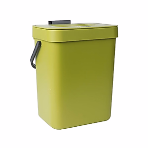 VIGIND Hanging Small Trash Can with Lid Under Sink for Kitchen, 5 L/ 1.3 Gallons Plastic Waste Basket,Food Waste Bin,Kitchen Compost Bin for Counter Top,Bathroom/Office (Green)