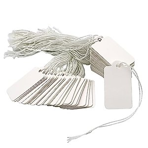 jijAcraft 500Pcs White Price Tags with String Attached,Paper Blank Labeling Tags,Small Price Display Tags with String,Strung Marking Tags,Writable Price Tags for Retail,Clothing,Jewelry (1.8" x 1")