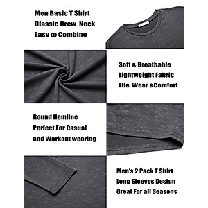 COOFANDY Men Workout T Shirt Fit Lightweight Cotton Fall Tee Big Tall Black/Grey