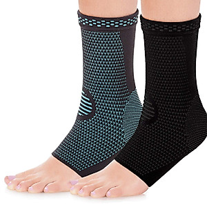 HaveDream Ankle Brace Compression Support Sleeve (2Pairs) for Injury Recovery, Joint Pain and More. Plantar Fasciitis Foot Socks with Arch Support, Eases Swelling, Heel Spurs, Achilles Tendon (S)