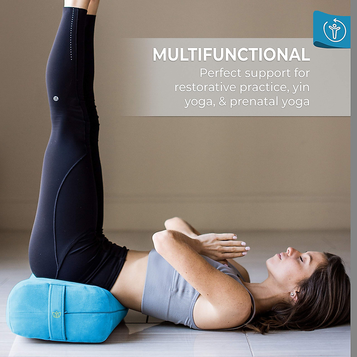 Florensi Yoga & Meditation Bundle | Blue Meditation Cushion & Blue Yoga Bolster