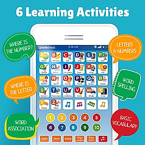 6-in-1 Kids Phone Toy: Educational Toys for Toddlers 1-3, Learning Toys for 4 Year Old Boys & Girls, Kids Laptop, Kids Tablet for Toddlers - Ideal Educational Toys for 4+ Years (White/Blue)