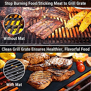 ThermoPro TP932 BBQ Grill Mat Set of 2 Grill Mats Non Stick Reusable Heavy-Duty Barbecue Baking Grilling Mats for Gas Charcoal Grill Outdoor Grilling Accessories