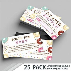 JCVUK Set of 25 Baby Shower Invitations with Envelopes, Diaper Raffle Tickets and Baby Shower Book Request Cards,Colored Donut Theme Babyshower Party For Boys or Girls(YQKTZ-B12)