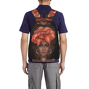 KiuLoam 17 Inch Backpack Elegant African Women Laptop Backpack Shoulder Bag School Bookbag Casual Daypack