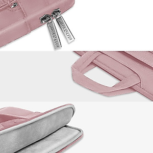 MOSISO Laptop Shoulder Bag Compatible with MacBook Air/Pro,13-13.3 inch Notebook,Compatible with MacBook Pro 14 inch M3 M2 M1 Pro Max 2023-2021,Polyester Flapover Briefcase Sleeve Case, Baby Pink