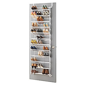 NKDS 12-Tier Over The Door Mesh Shoe Rack - 36 Pair - Metal - White