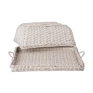 KOUBOO Rattan Breakfast Serving Tray, One Size, White