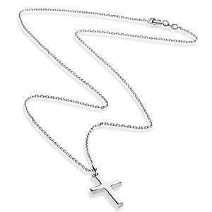 Miabella Italian 925 Sterling Silver or 18Kt Yellow Gold Over Silver Cross Necklace for Women, Small Cross Pendant on 18 Inch Chain Made in Italy (sterling silver)