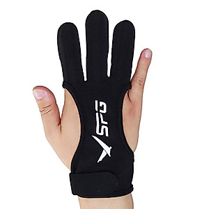 SOPOGER Archery Glove 3 Finger Gloves Youth Adult Finger Guard Protection for Recurve Bow Compound Bow Beginner Shooting Hunting Protector (Nylon Fabric, XL Size)