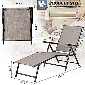 Shintenchi Outdoor Patio Chaise Lounge Chair Set of 2,Adjustable Folding Recliner Chair, Lightweight Portable Patio Lounger Chair for Pool,Deck,Beach,Yard