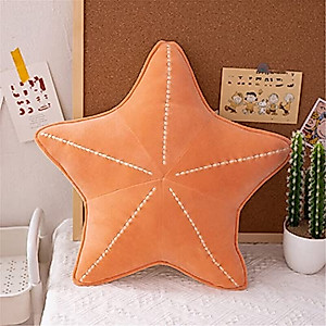 LICHENHAO Starfish Shell Pillow for Floor, Sofa, Reading Cushion (Orange, 19.6in)