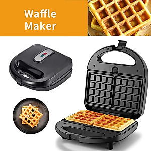 Baotkere Donut Maker, 3 in 1 Electric Waffles Sandwich Machine，Panini Press Grill Iron Set with 3 interchangeable Removable Non Stick Plates，750W Detachable Dessert Toaster, Perfect for Breakfast