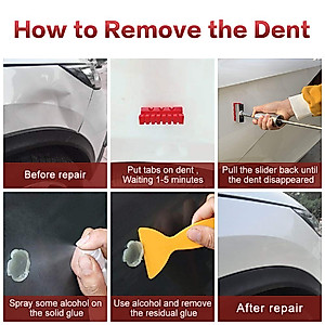 Manelord Dent Puller - Dent Remover with T bar Dent Puller and Upgraded Dent Puller Tabs for Car Dent Repair and Metal Surface Dent Removal
