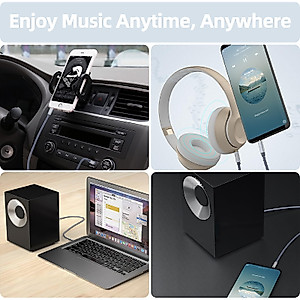 Henrety 3.5mm Nylon Braided Aux Cable (6.5ft/2m) - Male to Male Audio Auxiliary Cord for Headphones, Car, Home Stereos, Speaker, iPhone, iPad, iPod, Echo - Gray