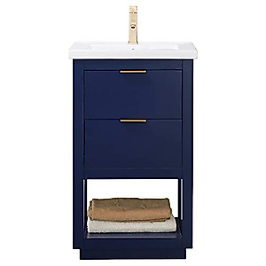 LUCA Kitchen & Bath LC20GBP Sydney 20" Bathroom Vanity Set in Midnight Blue with Integrated Porcelain Top