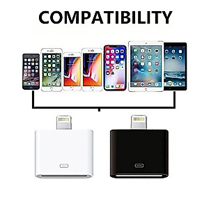 COVS Lightning to 30-Pin Adapter,[MFi Certified] iPhone 8Pin Male to 30Pin Female Converter Charging Data Sync Cable Connector Compatible iPhone 12/11/X/8/7/6/5/iPad/iPod White (No Audio)