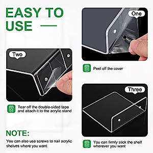 Small Acrylic Floating Shelves Clear Acrylic Wall Shelves Wall Hanging Acrylic Shelves Adhesive Corner Shelves Acrylic Display Shelves for Living Room Bedroom Front Door Decor Supplies (6 Pieces)