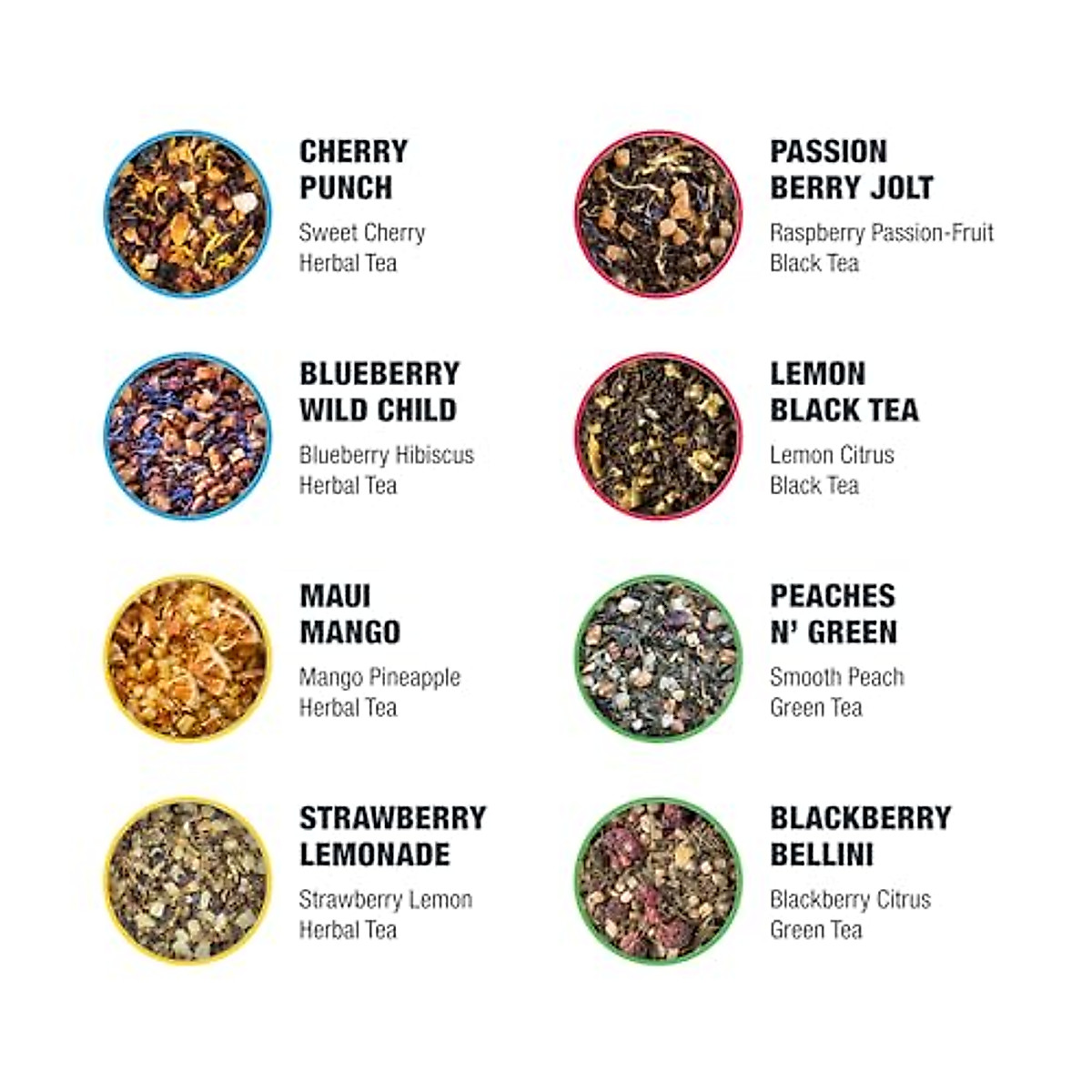 Tiesta Tea - Iced Tea Sampler Dry Flight Set | Loose Leaf | High to No Caffeine | Makes Cold Brew Iced Drink | Assorted Brew Sets with Herbal, Black, Fruit Blends & More | 8 Resealable Sample Pouches