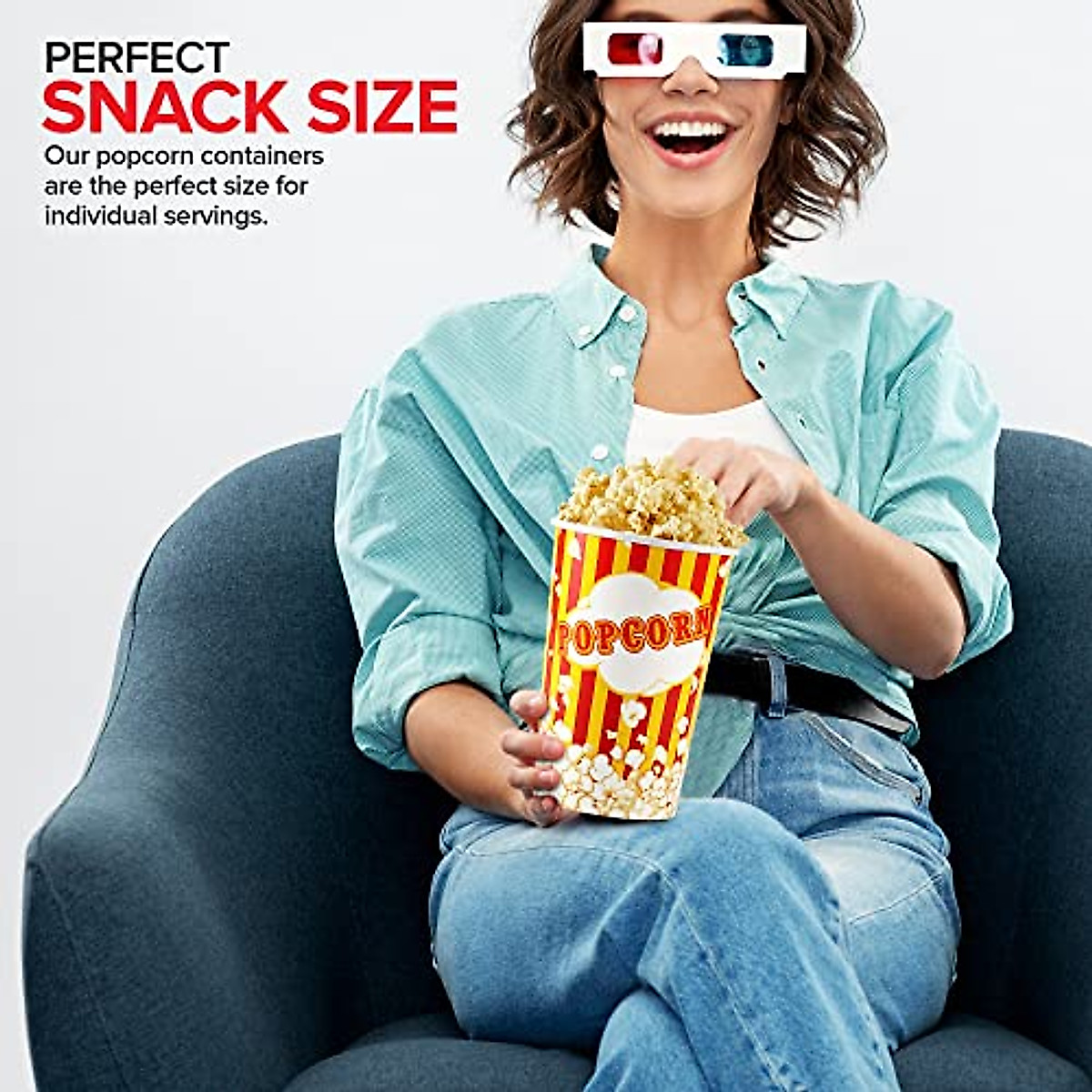 64 Oz Disposable Popcorn Buckets for Movie Nights