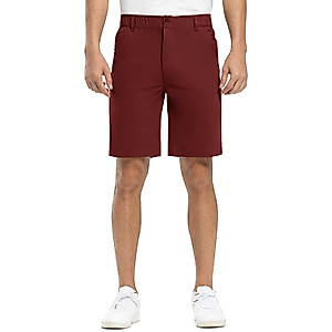 Rdruko Men's Work Shorts Stretch Dry Fit Golf Dress Sports Shorts(Wine Red, US 36)