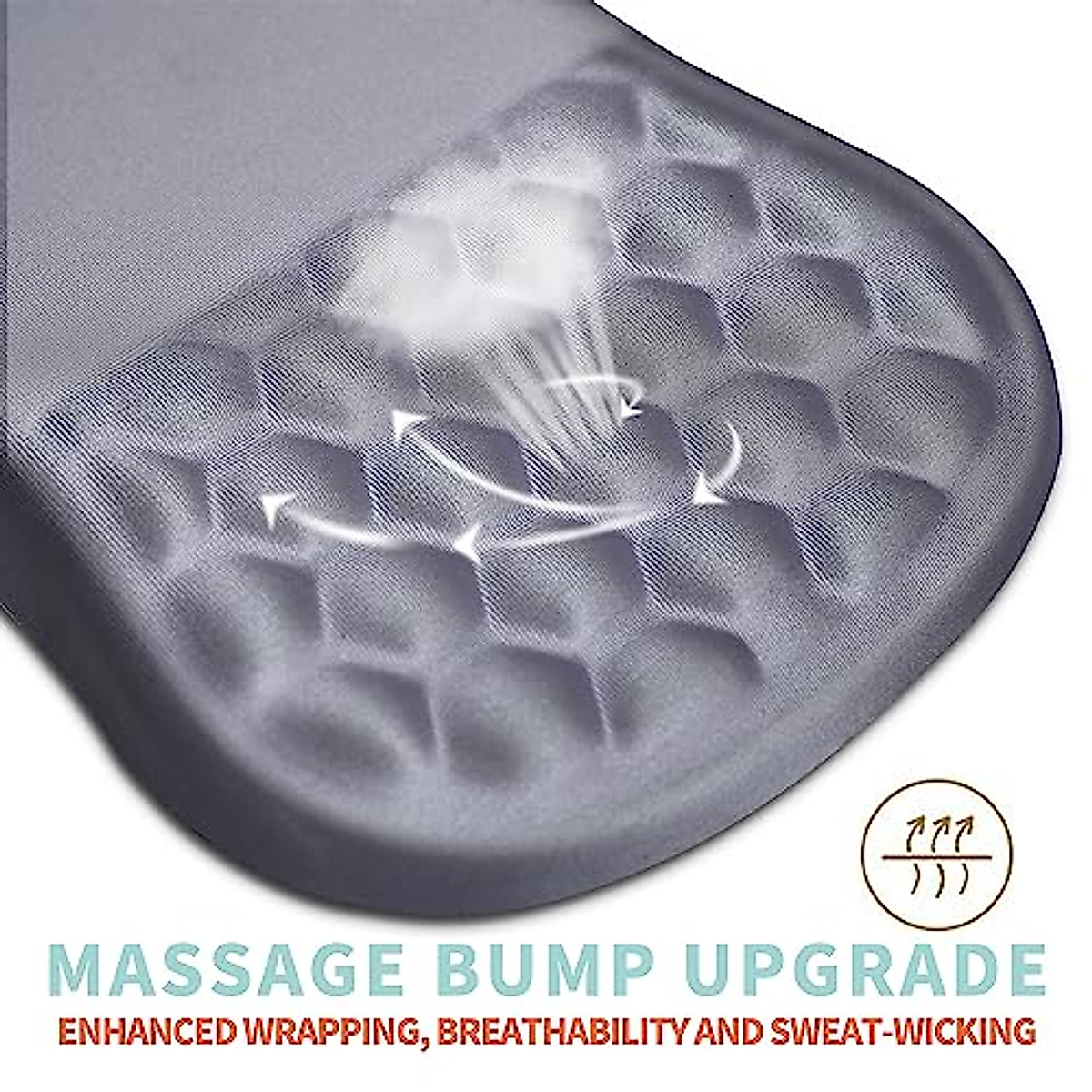 KUOSGM Ergonomic Mouse Pad Wrist Support with Gel Massage Bump Design, Carpal Tunnel Pain Relief Wrist Rest Mousepad, Memory Foam Wrist Pad for Wireless Mouse & Desk (12x8 inch,Mid Grey)