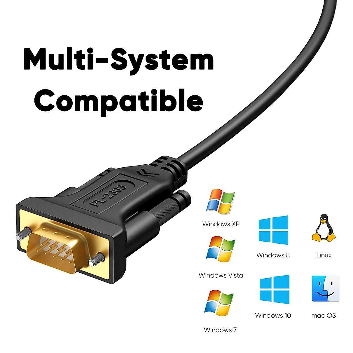 CableCreation 3.3 Feet USB to RS232 Serial Cable with Prolific PL2303 Chip, DB9 Adapter for Windows 11,10, 8.1, 8,7, Linux, Mac OS, 1M /Black