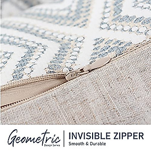 HPUK Decorative Throw Pillow Covers Set of 4 Square Couch Pillows Linen Cushion Cover for Couch Sofa Living Room, 18"x18" inches, Blue