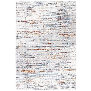 SAFAVIEH Berber Shag Collection Area Rug - 8' x 10', Blue Rust & Ivory, Modern Abstract Design, Non-Shedding & Easy Care, 1.25-inch Thick Ideal for High Traffic Areas in Living Room, Bedroom (BER577A)