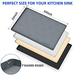 LIMNUO Under Sink Mat for Kitchen Waterproof, 34" x 22" Silicone Under Sink Mat Line for Kitchen and Bathroom,Hold up to 3.3 Gallons Liquid