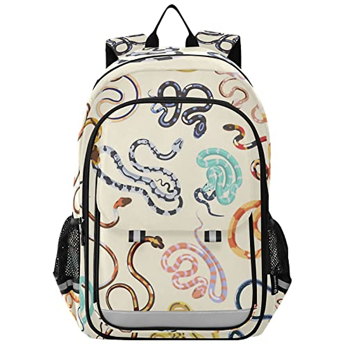 Glaphy Colorful Snakes Backpack Lightweight Laptop Backpack School Bag Student Travel Daypack with Reflective Stripes
