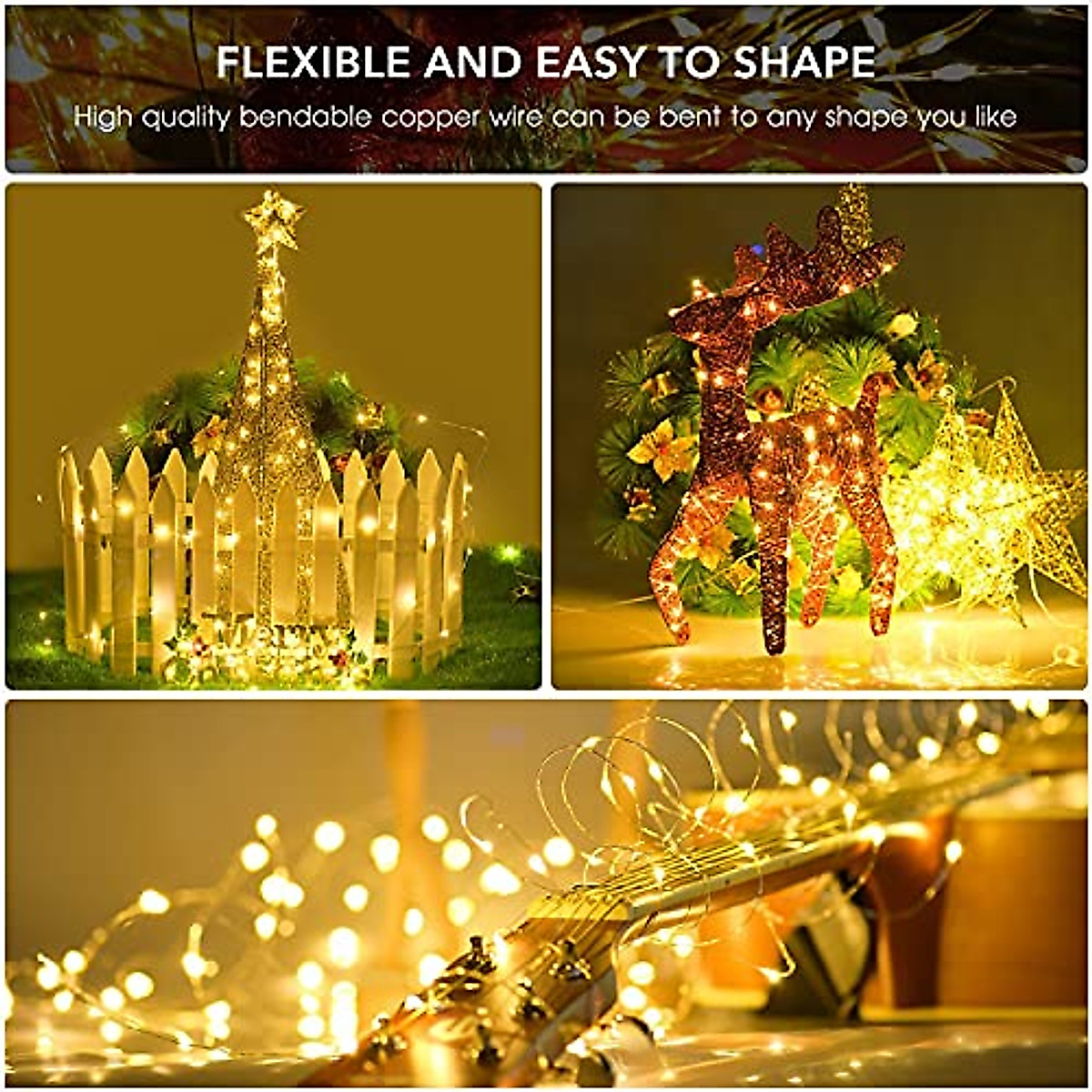 YYGB Solar String Lights Outdoor, 100 LED 10M Solar Garden Lights, Waterproof Copper Wire Solar Fairy Lights with 8 Modes, for Tree, Garden, Home, Wedding, Party