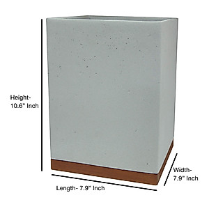 nu steel Concrete Bathroom Wastebasket Bin Trash Can in Real Cement and Wood for Bathrooms & Vanity Spaces