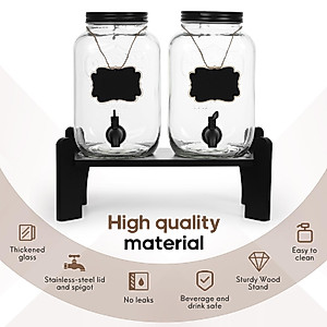 1 Gallon Glass Drink Dispensers for Parties, Ice Beverage Dispensers with Stand, Juice Dispenser, Glass Water Dispenser with Stainless Steel Spigot, Lemonade Dispenser