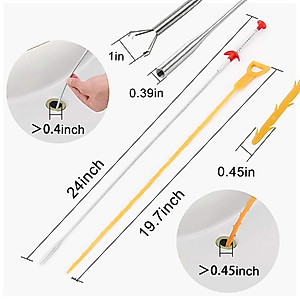 Omont Drain Clog Remover Tool, 6 Pack Drain Hair Clog Remover Tool, Sink Drain Clog Remover, 24 Inch Drain Cleaner Tool for Sink, Tube Drain Cleaning (Orange)…